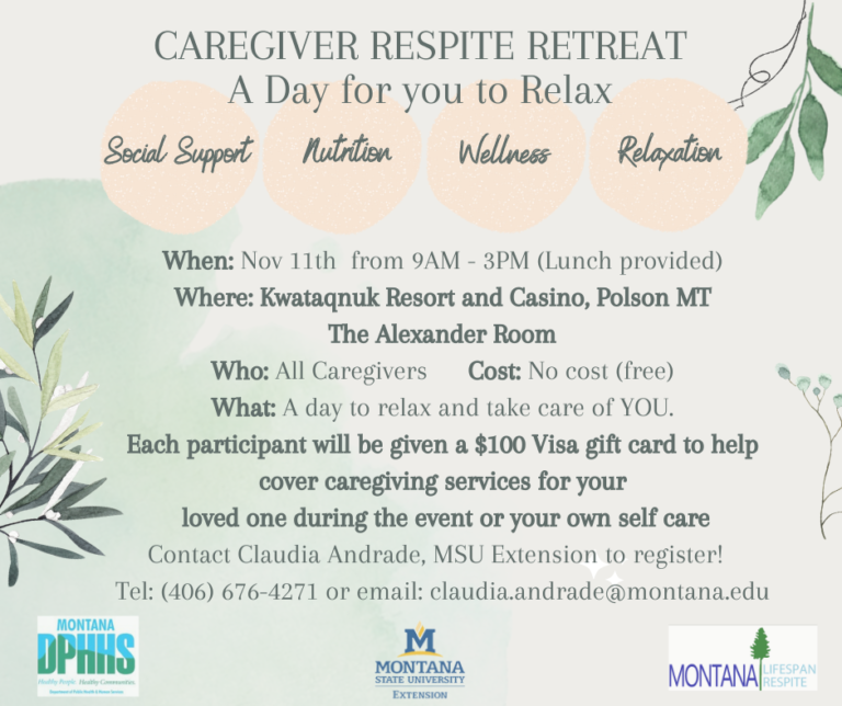 Caregiver Respite Retreat Day – Western Montana Area VI Agency on Aging